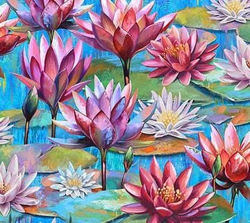Lotus - Large Lotus Blue – Stitchin Heaven