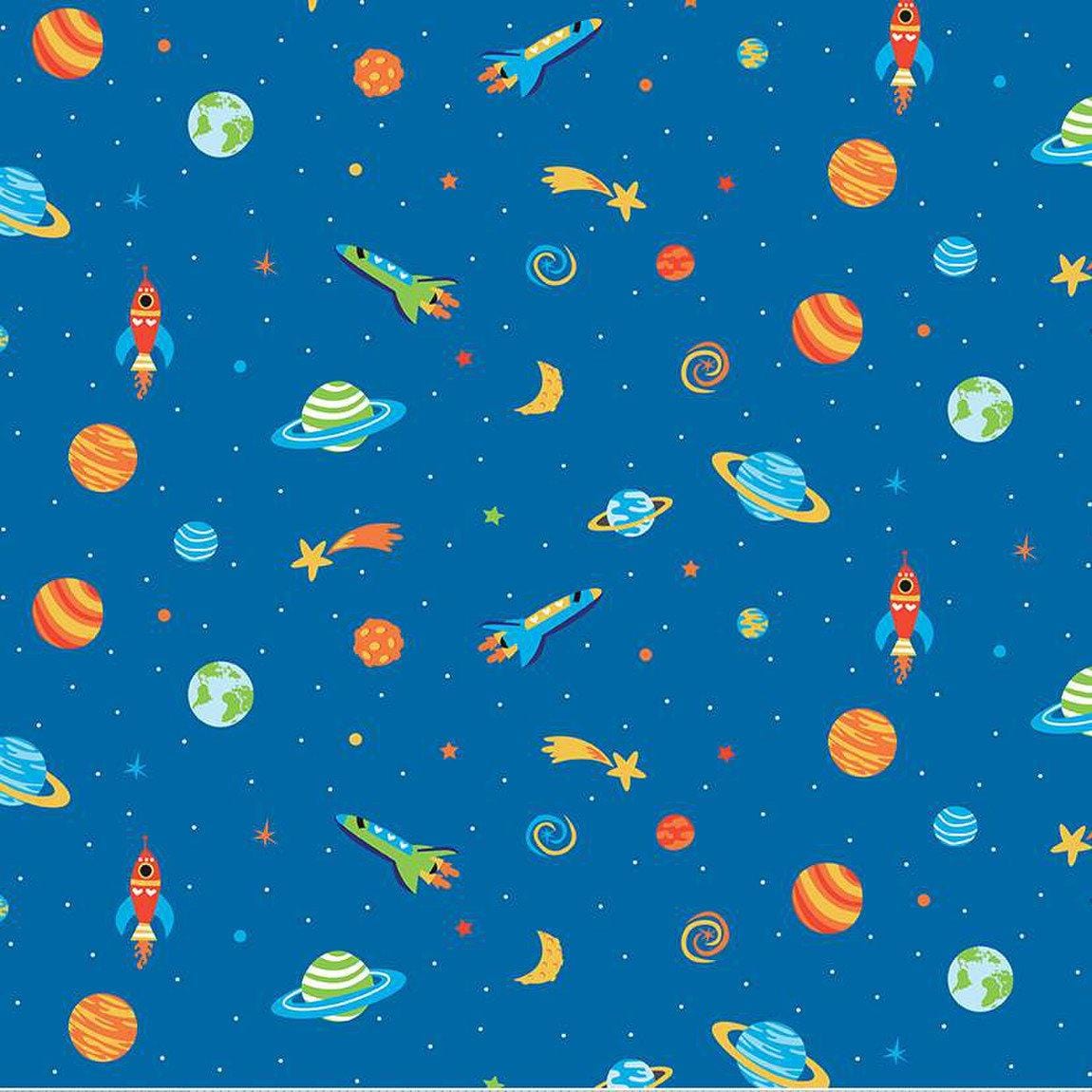 Blast Off Outer Space Blue Stitchin Heaven