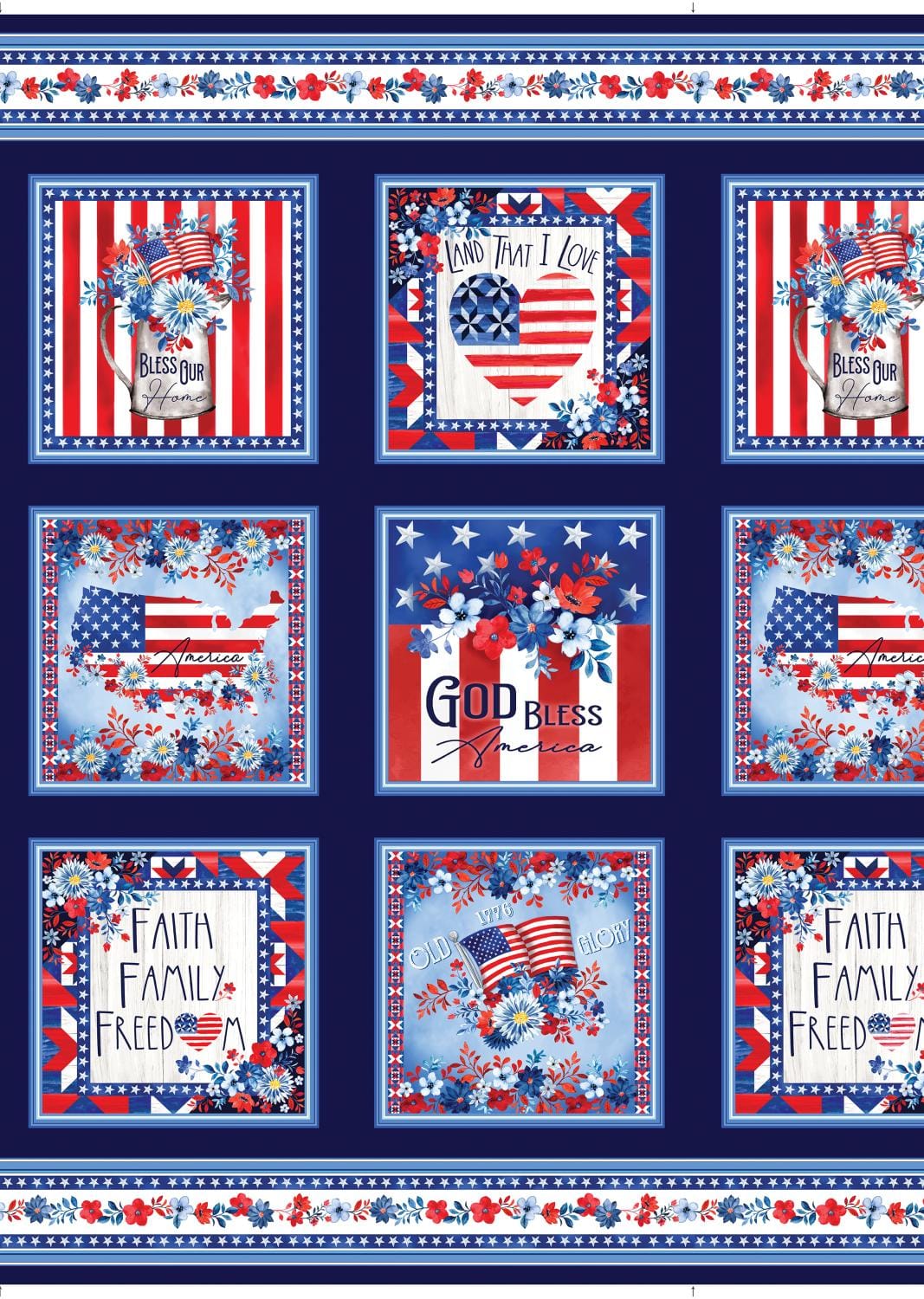 Faith, Family, Freedom - Patriotic Boxes multi – Stitchin Heaven