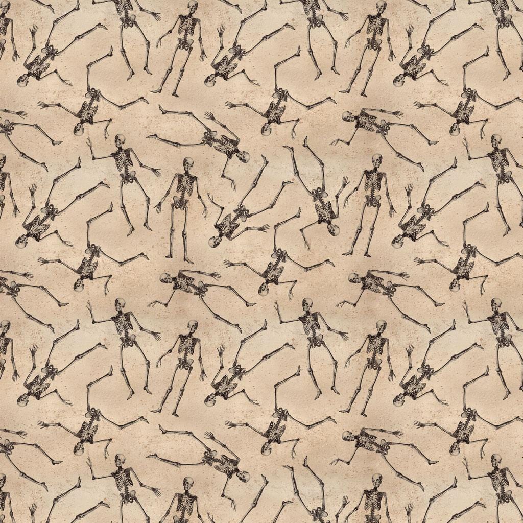 Gothic Halloween - Skeleton Toss Khaki – Stitchin Heaven