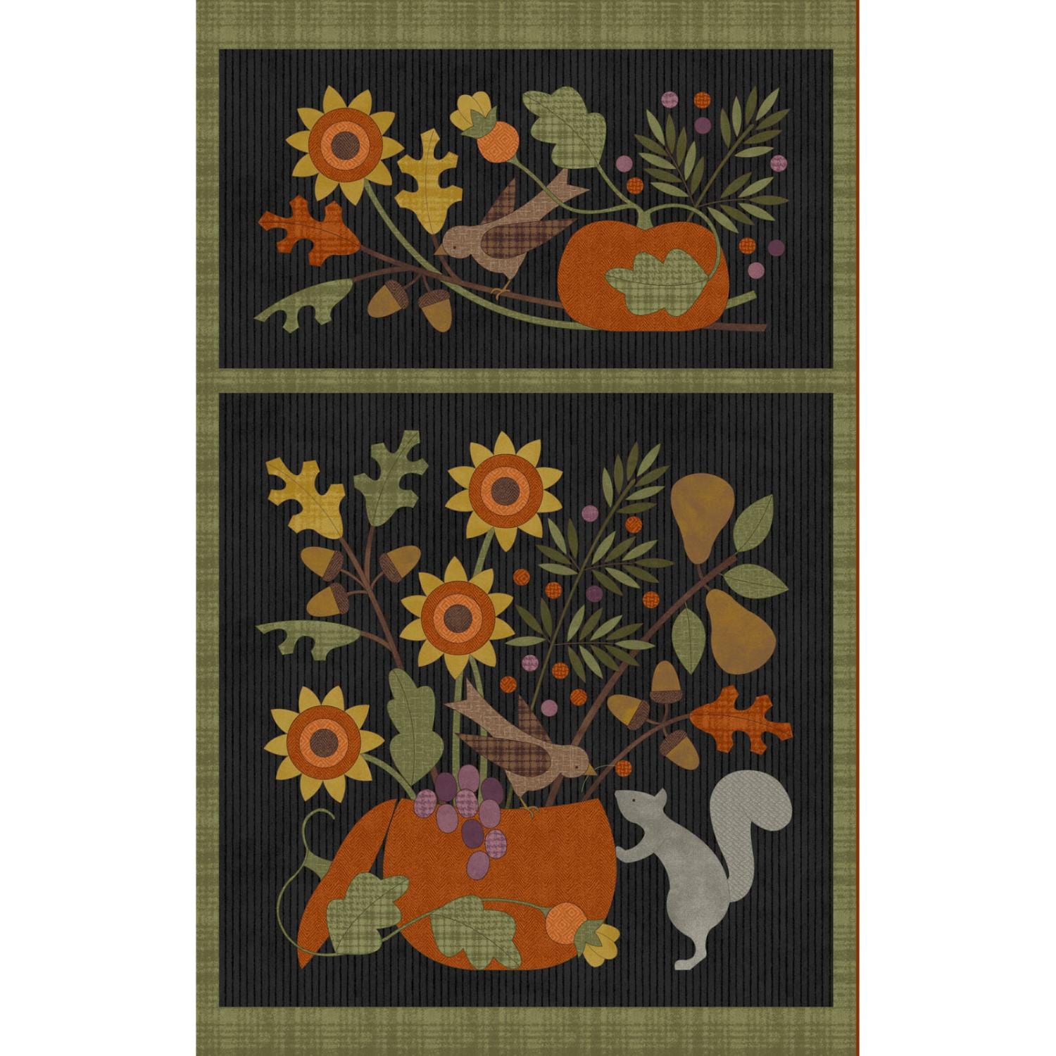 Autumn Harvest Flannel - Autumn Harvest Panel Black – Stitchin Heaven