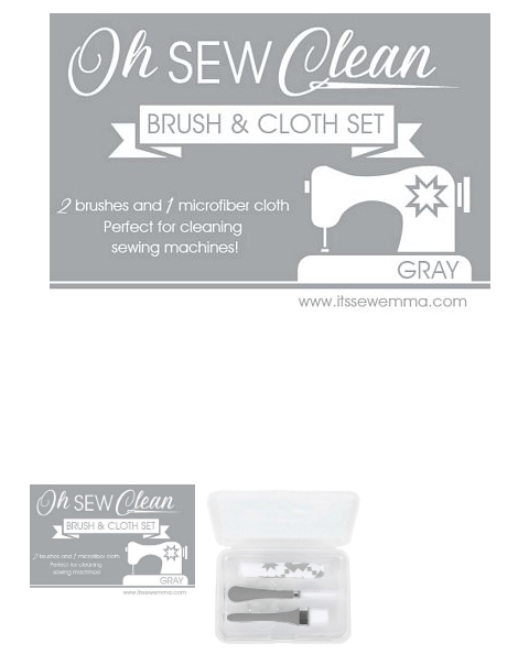 Oh Sew Clean Brush and Cloth Set - Gray freeshipping - Stitchin Heaven
